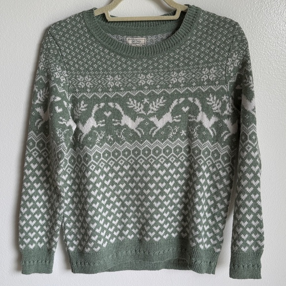 Fat Face | Sweaters | Fat Face Light Green Fox And Heart Knitted Jumper ...